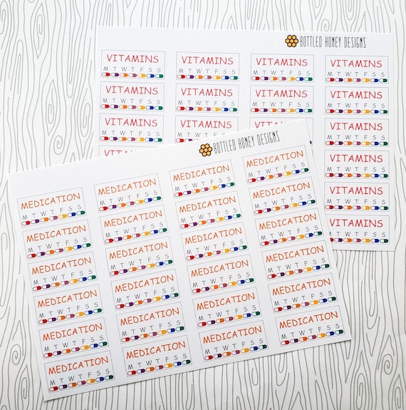 Medication Reminder // Vitamin Reminder Weekly Sidebars Set | Etsy