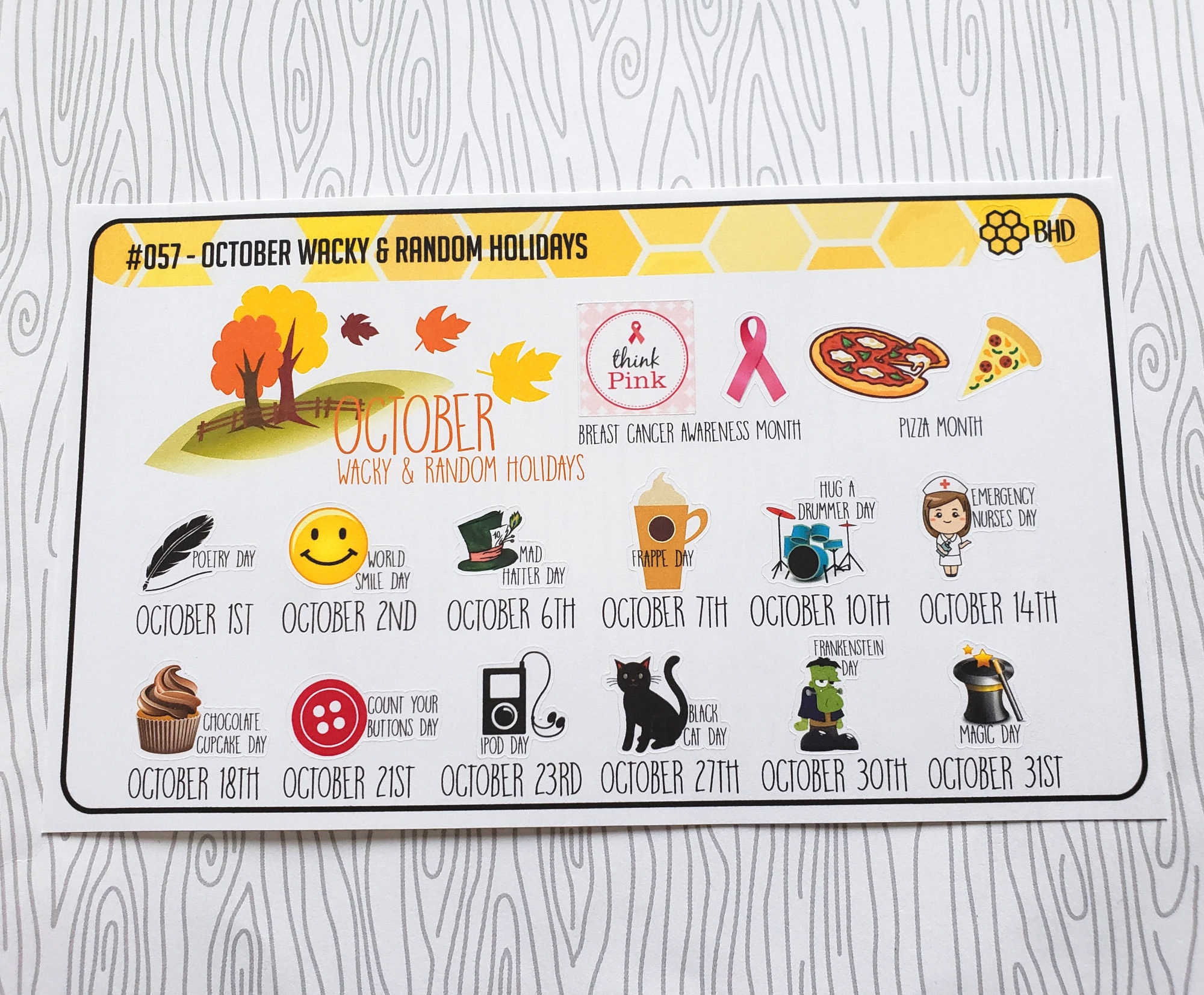 October Wacky & Random Holiday Stickers set of 16 Item 057 - Etsy Canada