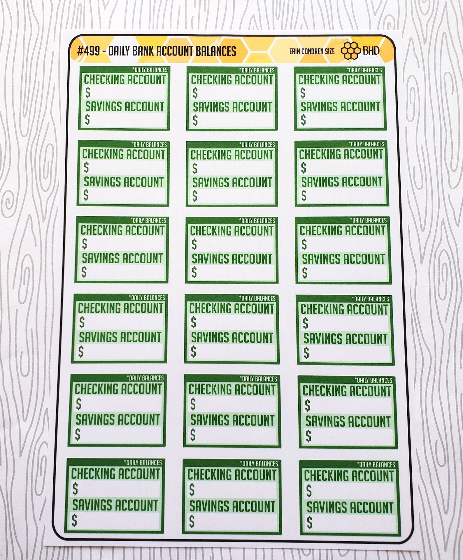 Daily Bank Account Balances Stickers Set of 18 Item 499 | Etsy