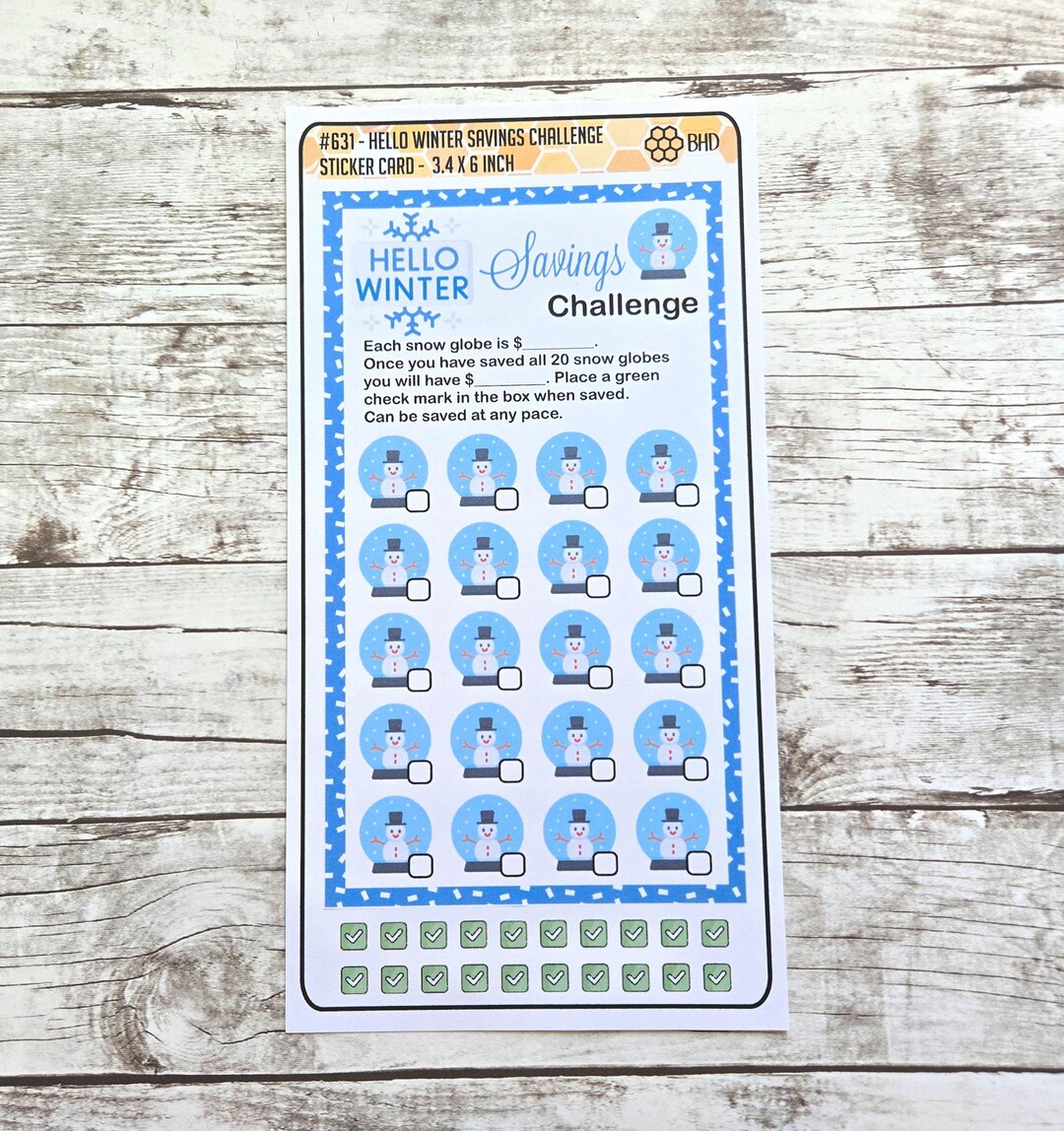 Hello Winter Savings Challenge Sticker Card (set of 1 Sheet) Item #631 ...