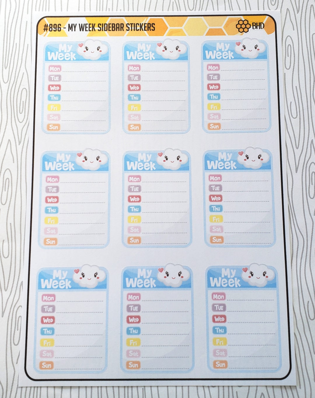 My Week Sidebar Stickers (set of 9) Item #896 - Etsy