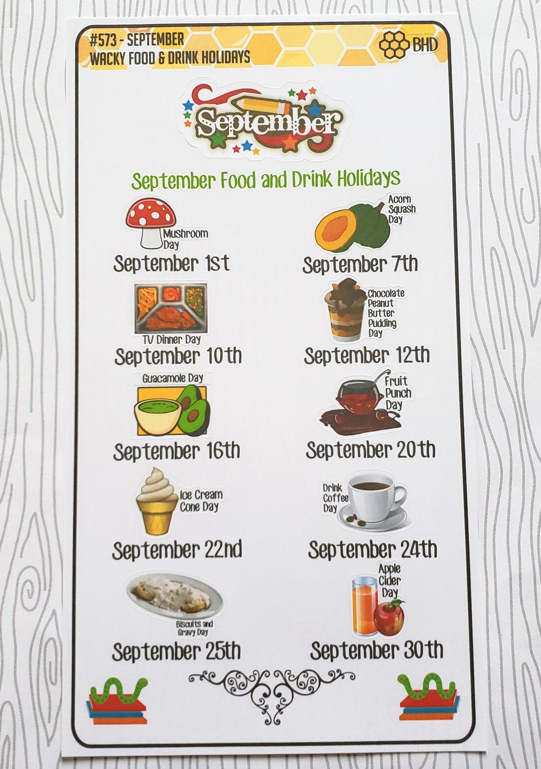 September Wacky Food & Drink Holidays (set of 11) Item #573 - Etsy