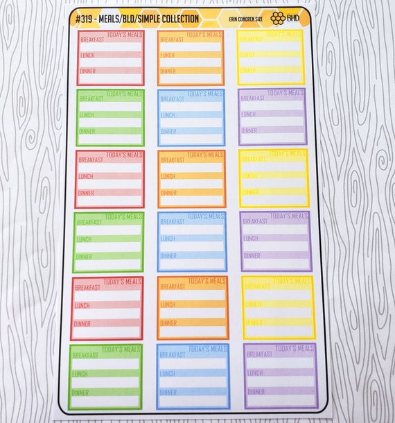 Meals // Breakfast Lunch Dinner // Simple Collection Set of | Etsy