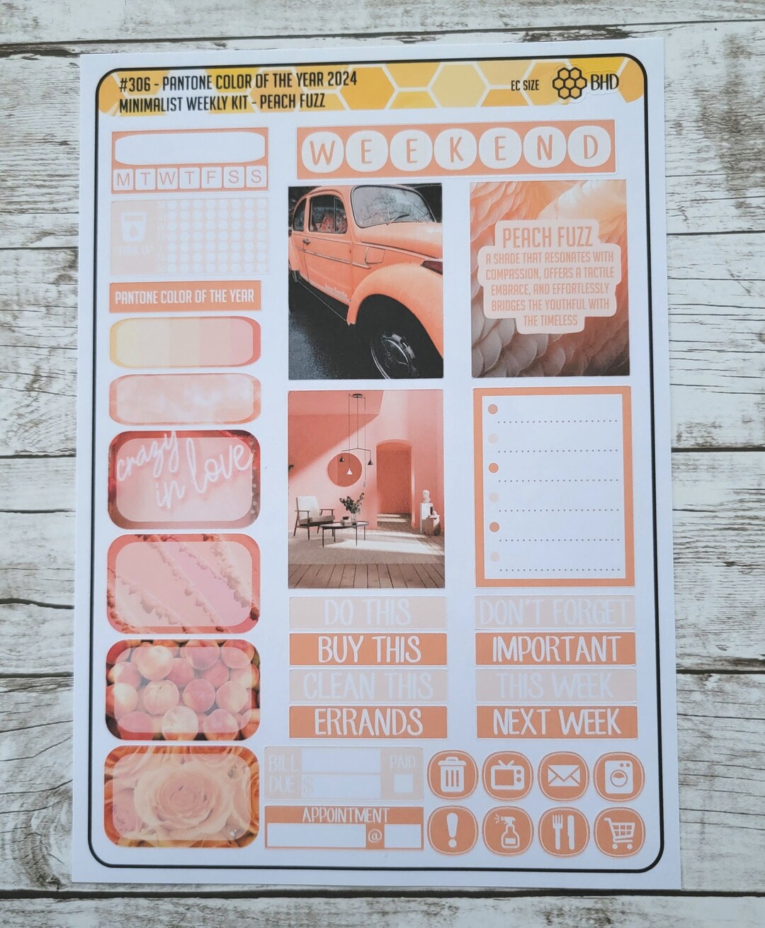 Pantone Color of the Year // Peach Fuzz Minimalist Weekly Kit (set of ...