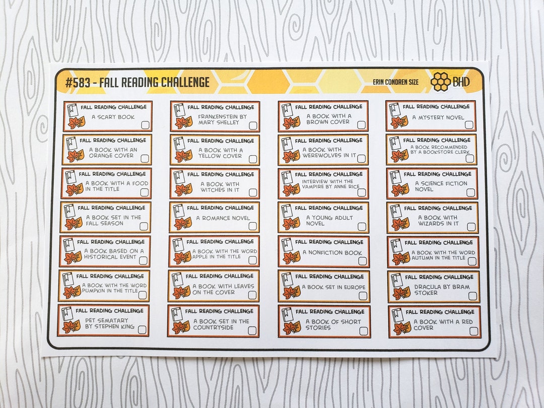Fall Reading Challenge Stickers (set of 28) Item #583 - Etsy