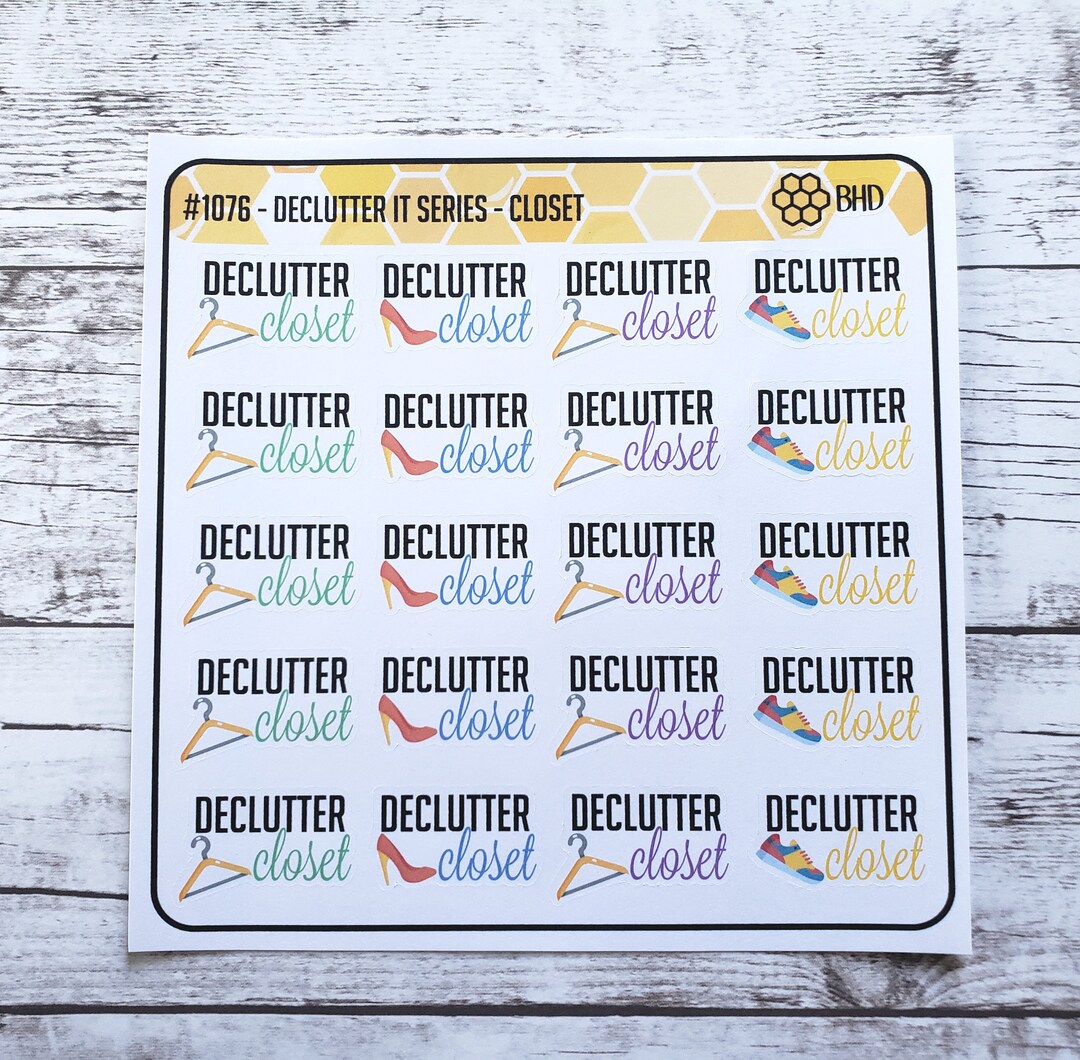 Declutter It Series // Closet // Stickers (set of 20) Item #1076 - Etsy