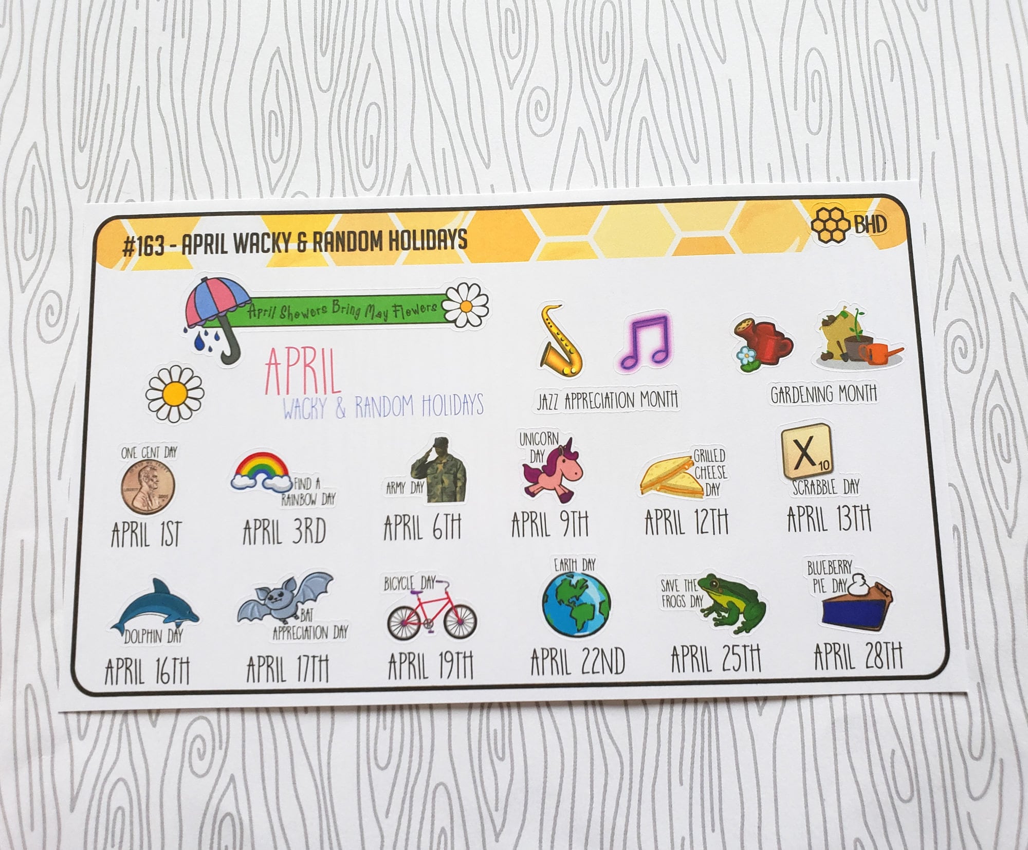 April Wacky & Random Holiday Stickers set of 16 Item 163 - Etsy