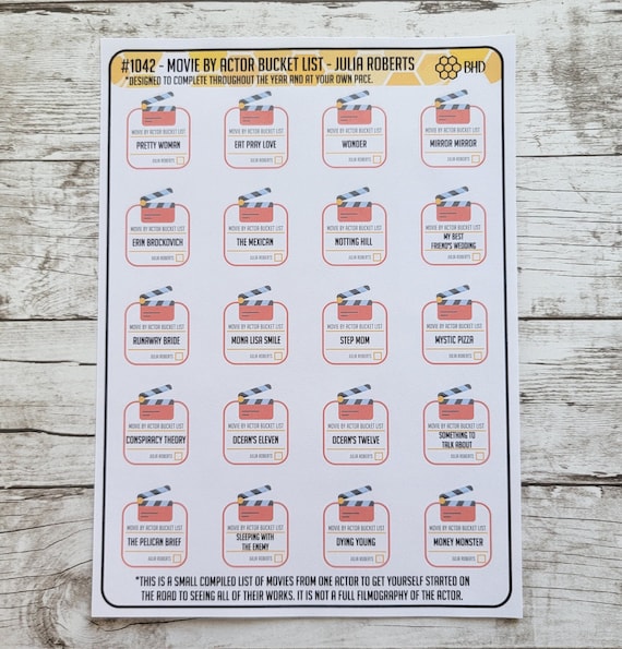Movies by Actor Bucket List // Julia Roberts // Item 1042 - Etsy