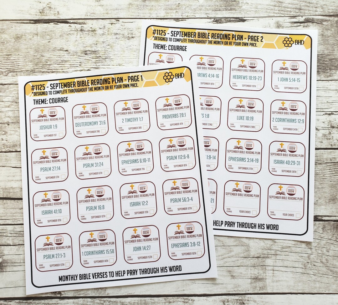 September Bible Reading Plan (set of 32) Item #1125 - Etsy