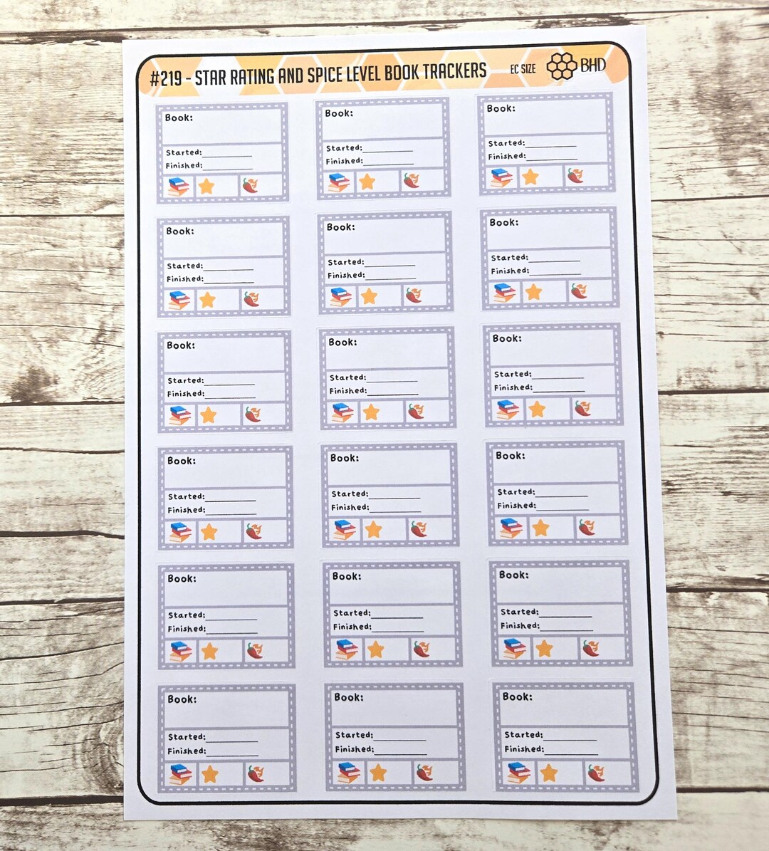 Star Rating and Spice Level Book Trackers (set of 18) Item #219 - Etsy