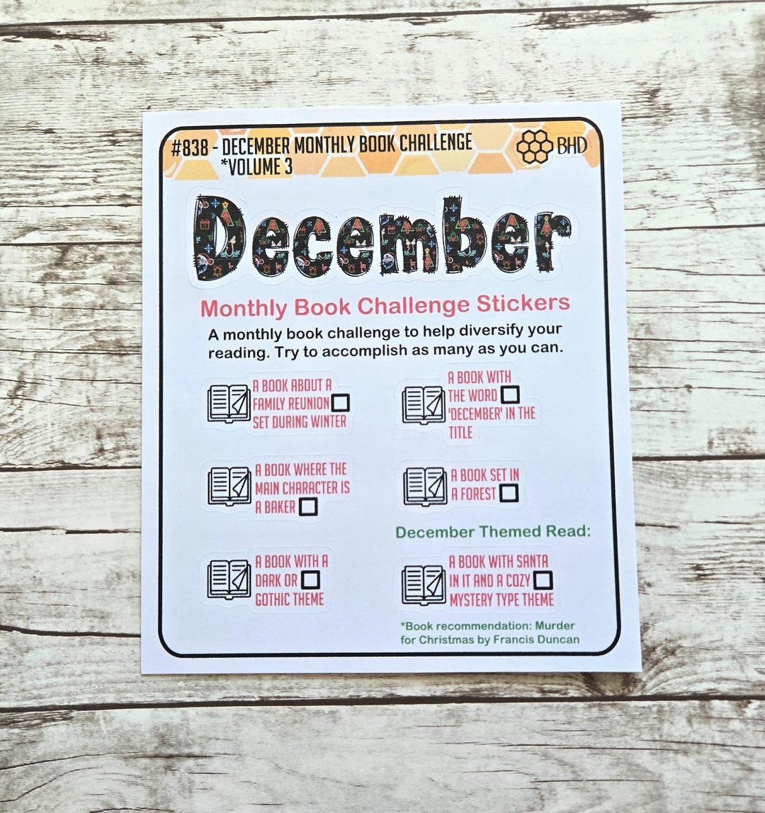 December Monthly Book Challenge Stickers // Volume 3 (set of 7) Item ...