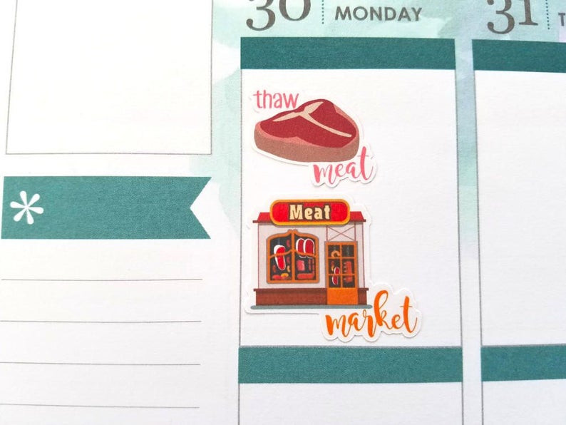 Meat Market // Thaw Meat Stickers set of 31 Item 464 | Etsy