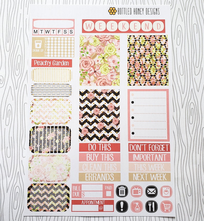 Minty Garden // Peachy Garden Minimalist Weekly Kit set of | Etsy