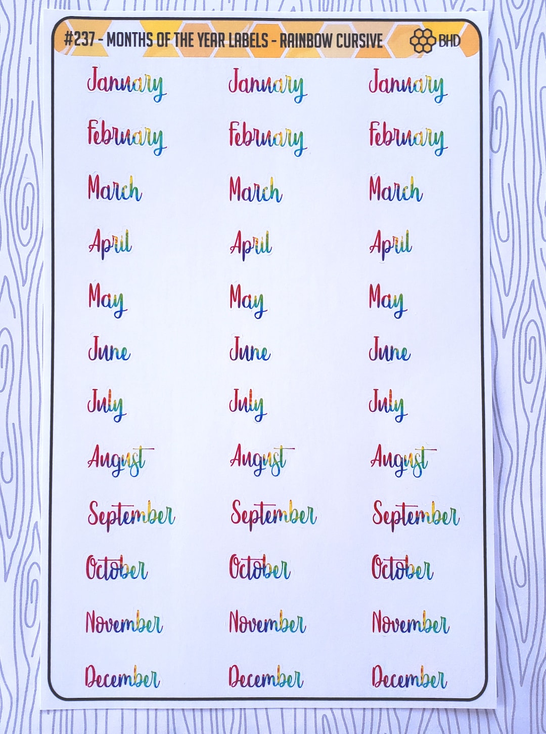 Months of the Year Labels // Rainbow Cursive set of 36 Item 237 - Etsy