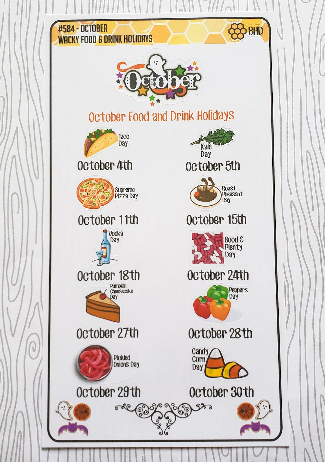 October Wacky Food & Drink Holidays (set of 11) Item #584 - Etsy