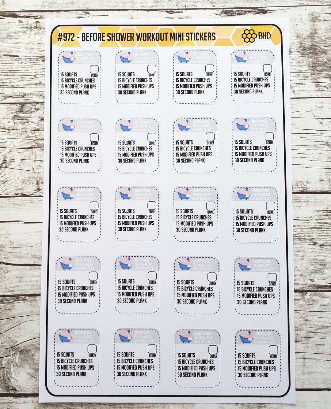 Before Shower Workout Mini Stickers // Recollections // Hobonichi Weeks ...