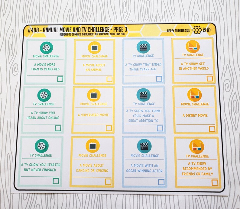 Annual Movie and TV Challenge (set of 36) Item #408 - Etsy