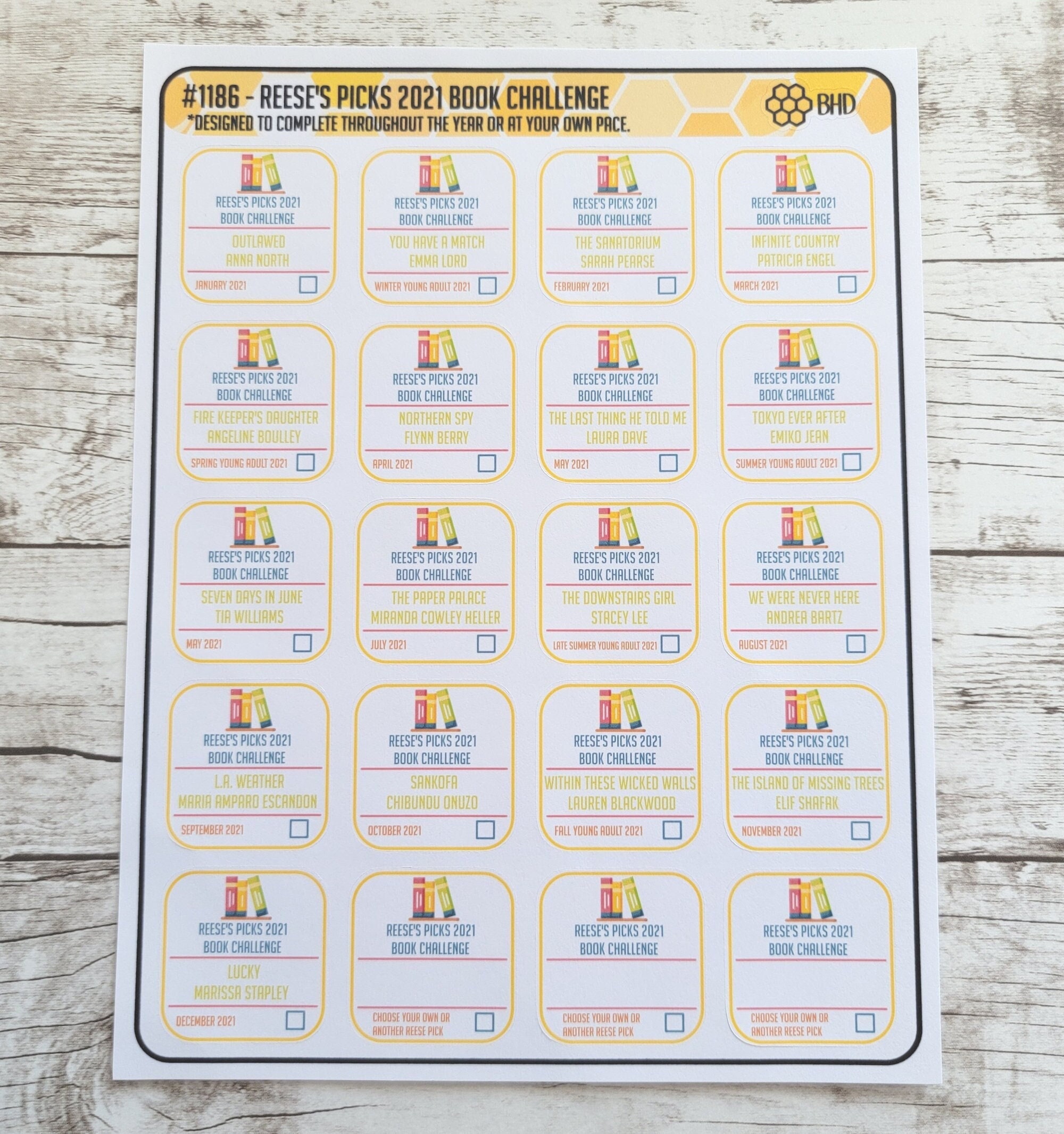 Reese's Picks 2021 Book Challenge set of 20 Item 1186 | Etsy
