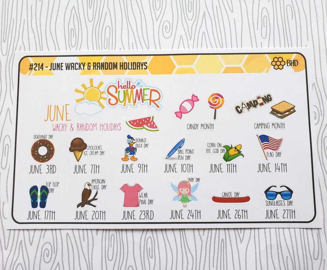 June Wacky & Random Holidays (set of 16) Item #214 - Etsy