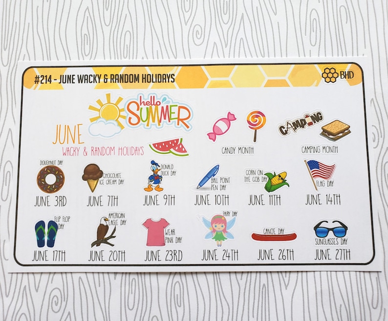 June Wacky & Random Holidays (set of 16) Item #214 - Etsy