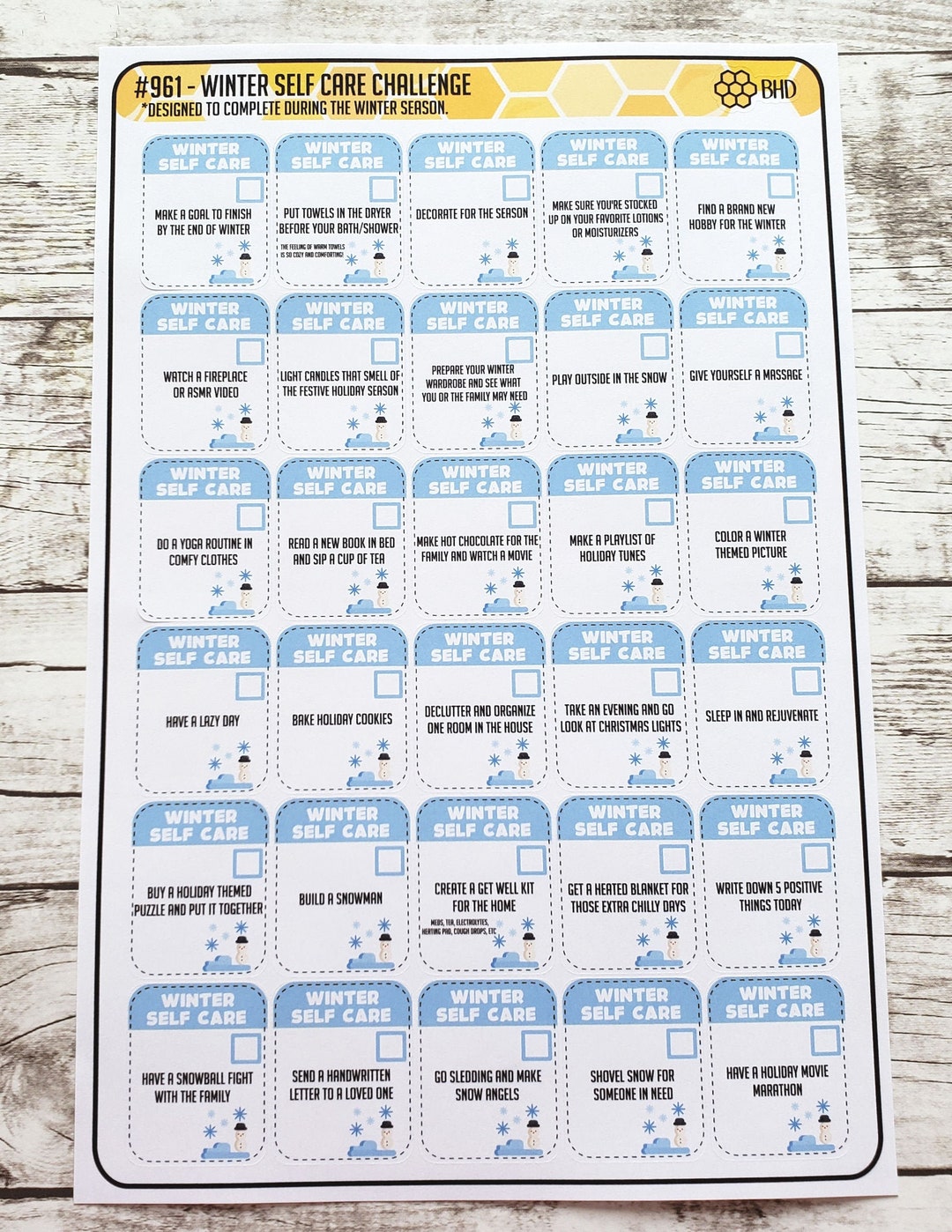 Winter Self Care Challenge (set of 30) Item #961 - Etsy