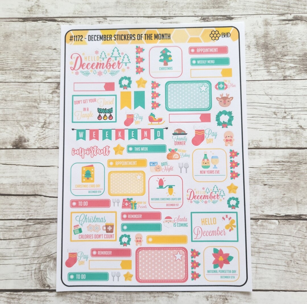 December Stickers of the Month // Decorative and Functional // Planner ...