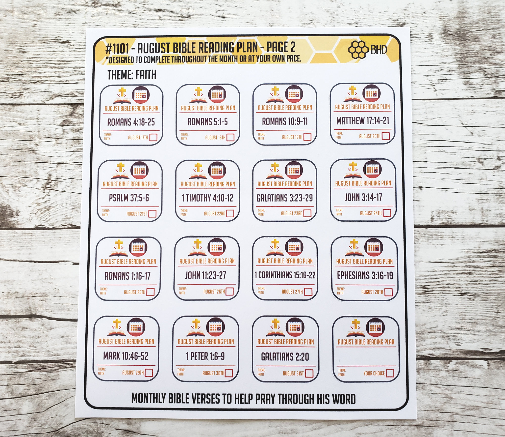 August Bible Reading Plan Set of 32 Item 1101 | Etsy