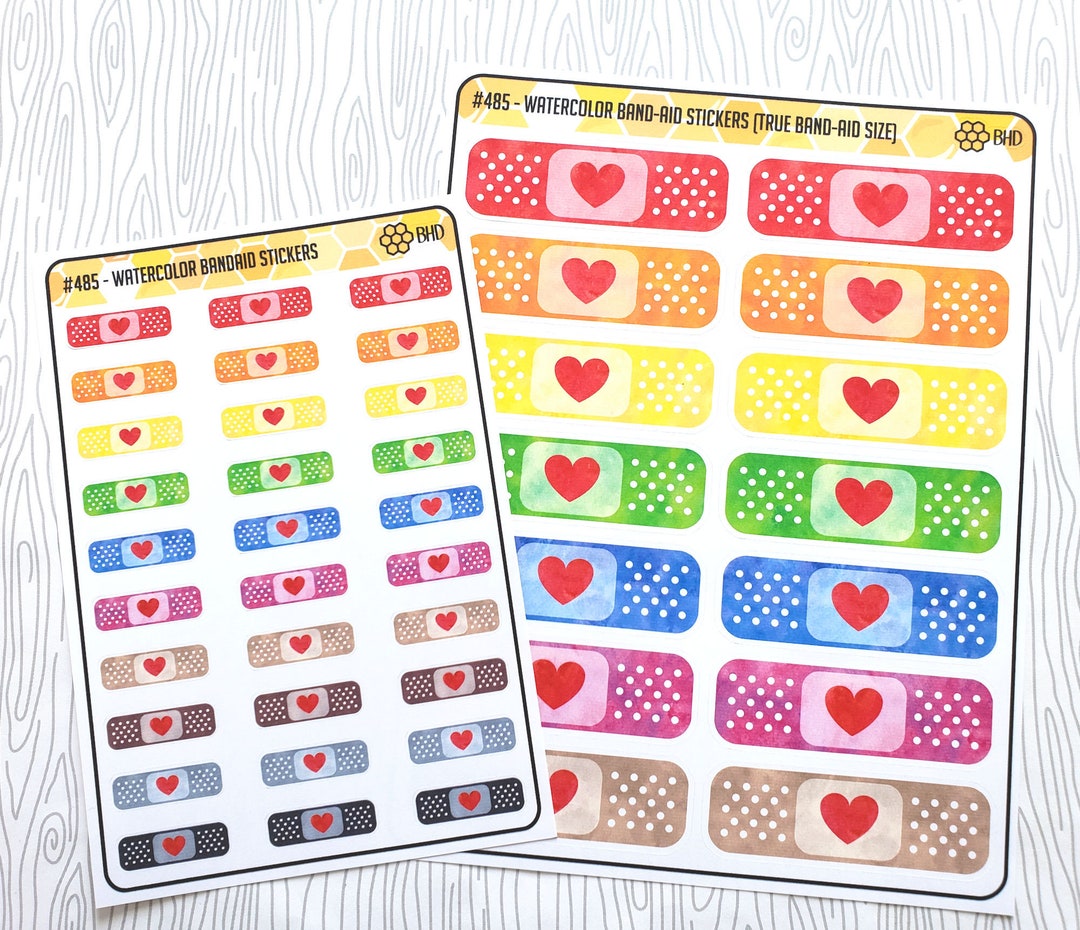 Watercolor Band-aid STICKERS // Not Real Bandaids (set of 14 for Large ...
