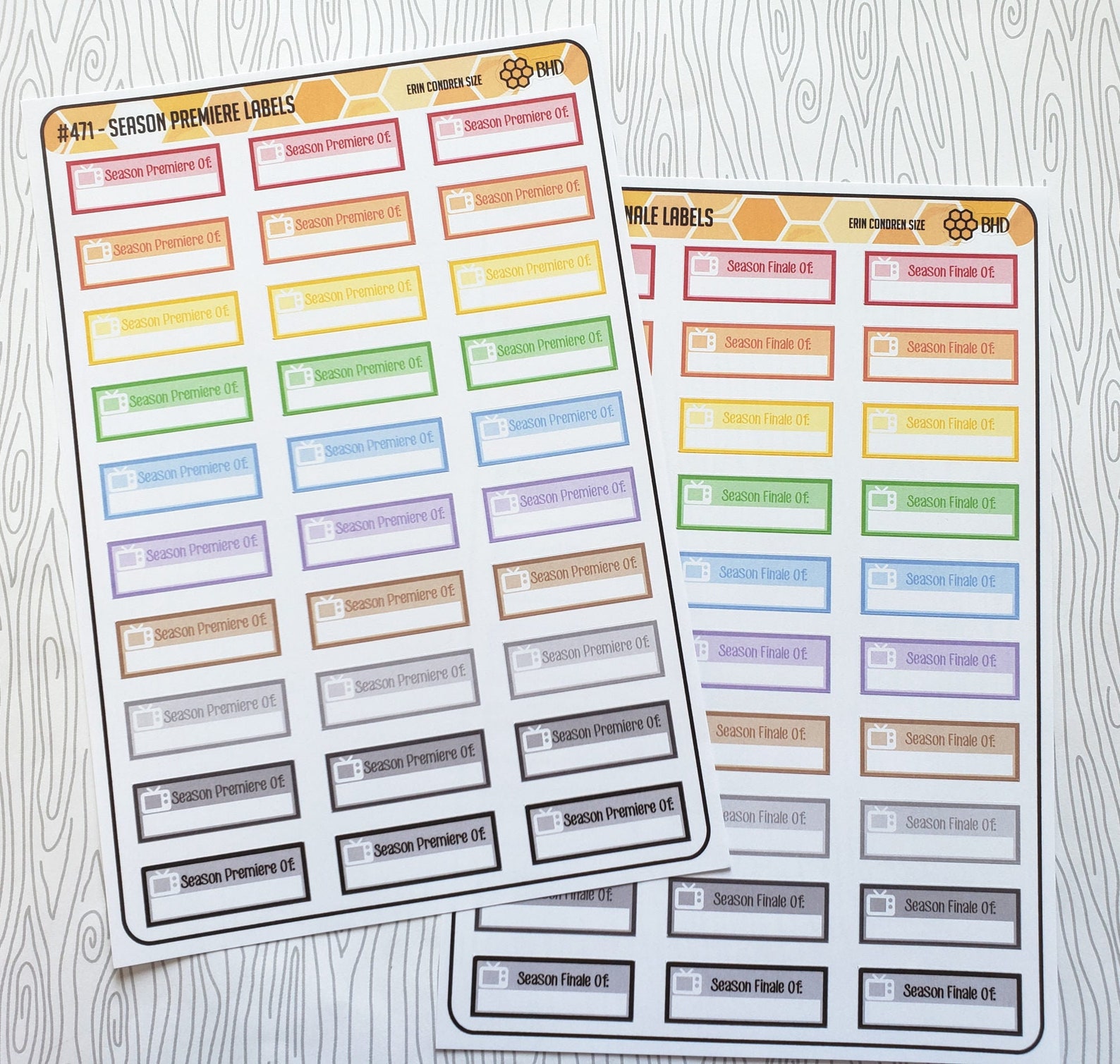 Season Premiere Labels // Season Finale Labels set of 30 Item 471 - Etsy