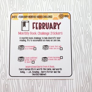 February Monthly Book Challenge Stickers (set of 4) Item #873 - Etsy