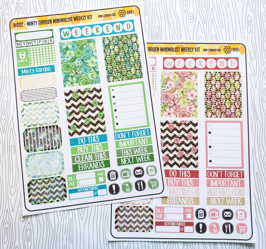 Minty Garden // Peachy Garden Minimalist Weekly Kit (set of 32) Item ...