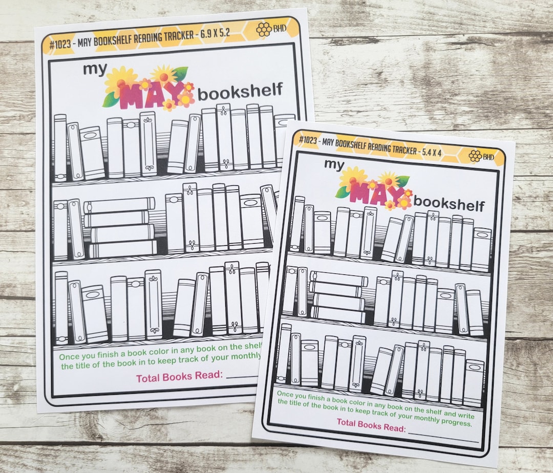 May Bookshelf Reading Tracker 1 Sheet Item 1023 - Etsy