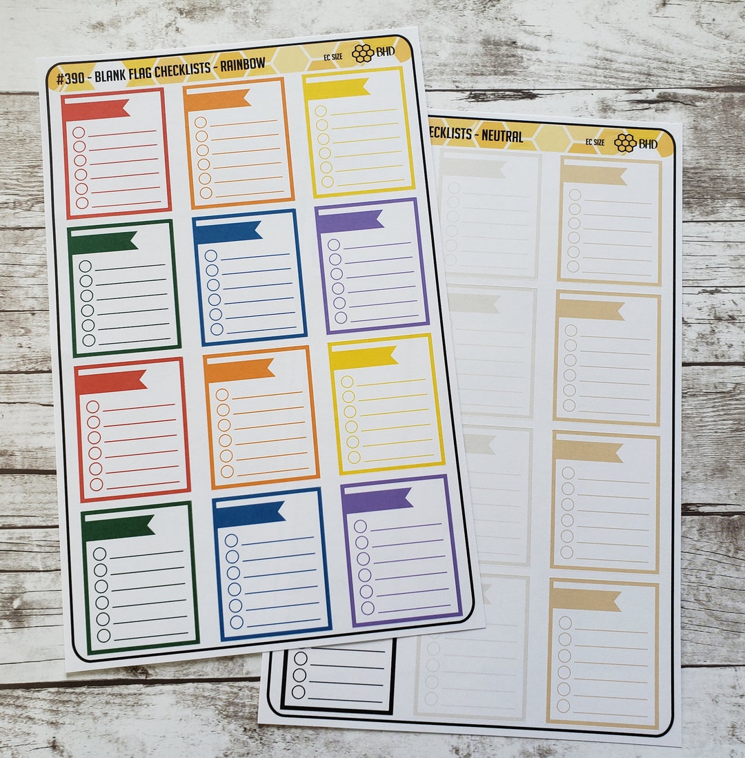 Blank Flag Checklists (set of 12) Item #390 - Etsy