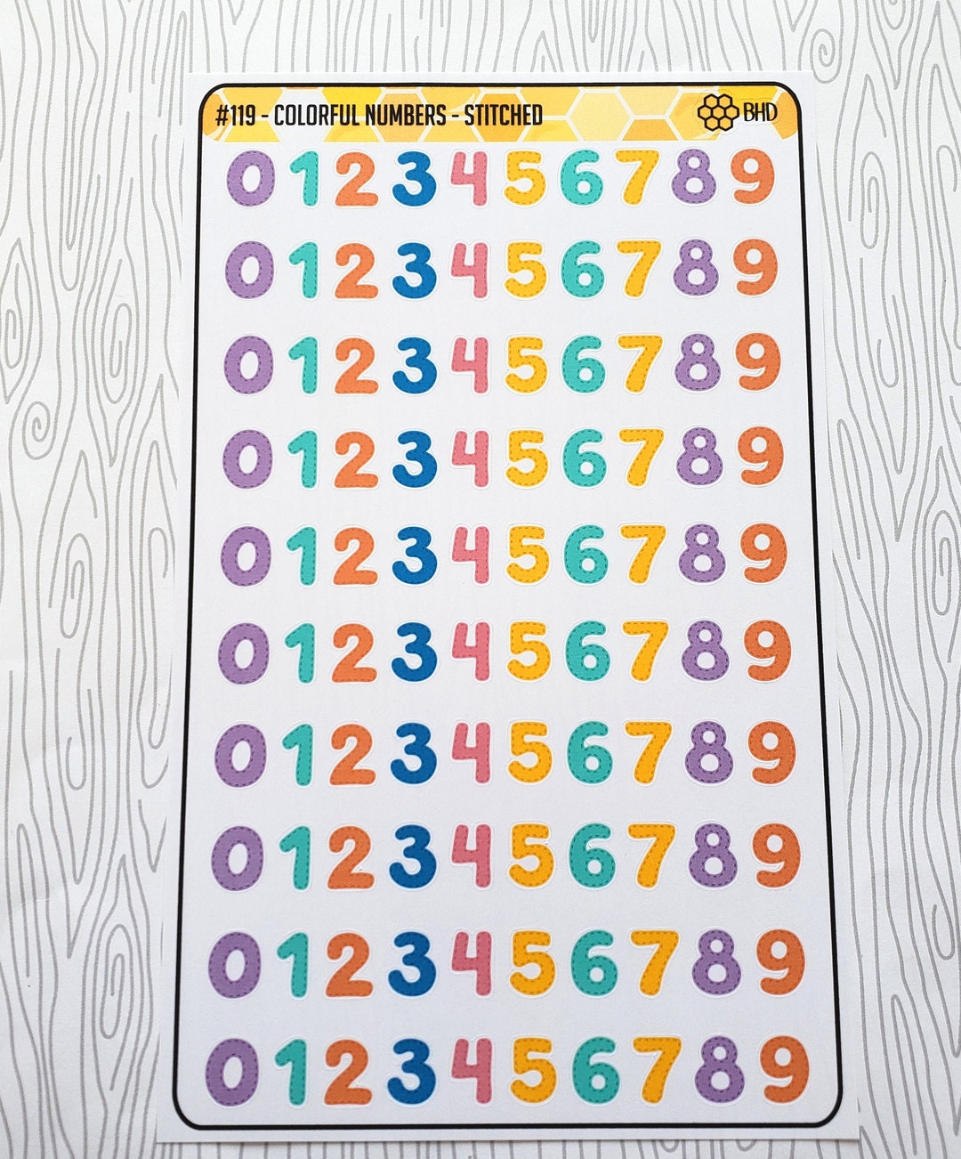 Colorful Numbers Stickers // Stitched set of 100 Item 119 - Etsy
