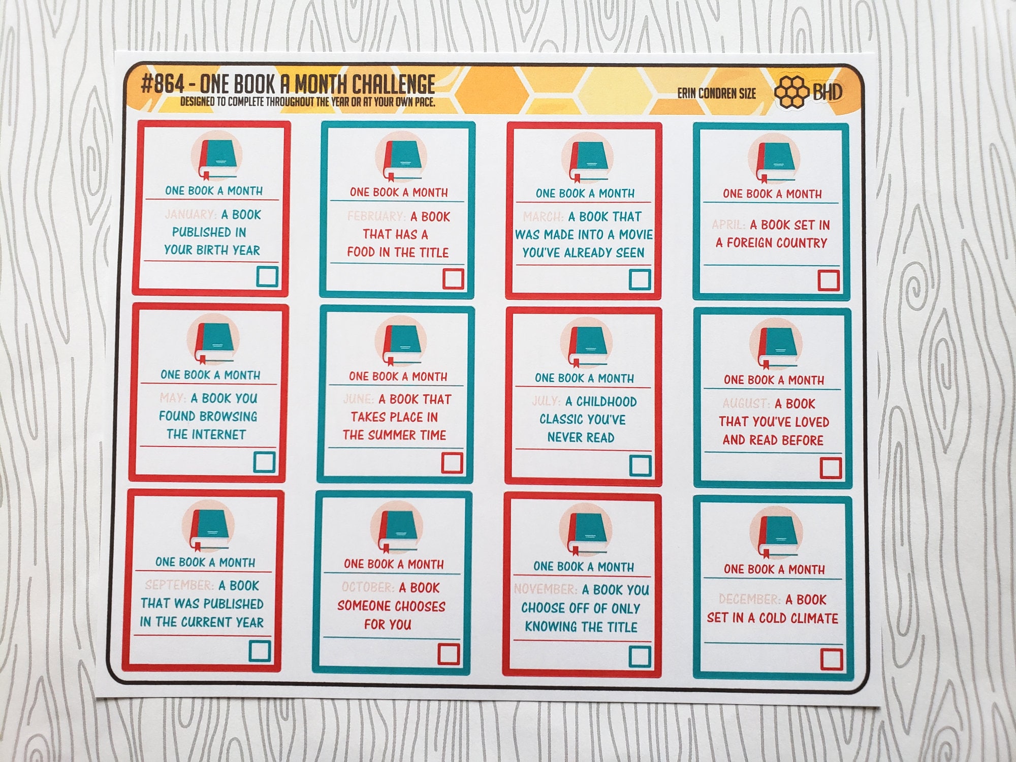 One Book A Month Challenge (set of 12) Item #864 - Etsy Hong Kong