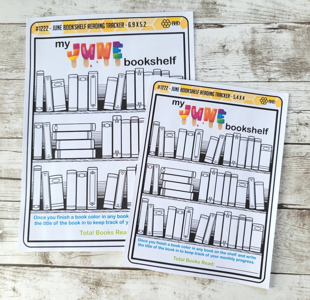 June Bookshelf Reading Tracker (1 Sheet) Item #1222 - Etsy