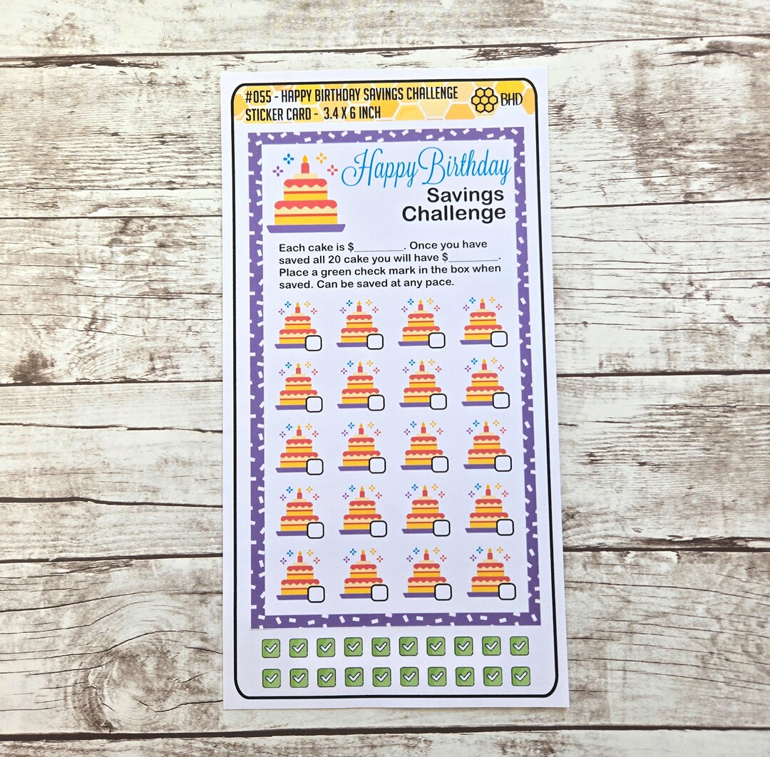 Happy Birthday Challenge Sticker Card (set of 1 Sheet) Item #055 - Etsy