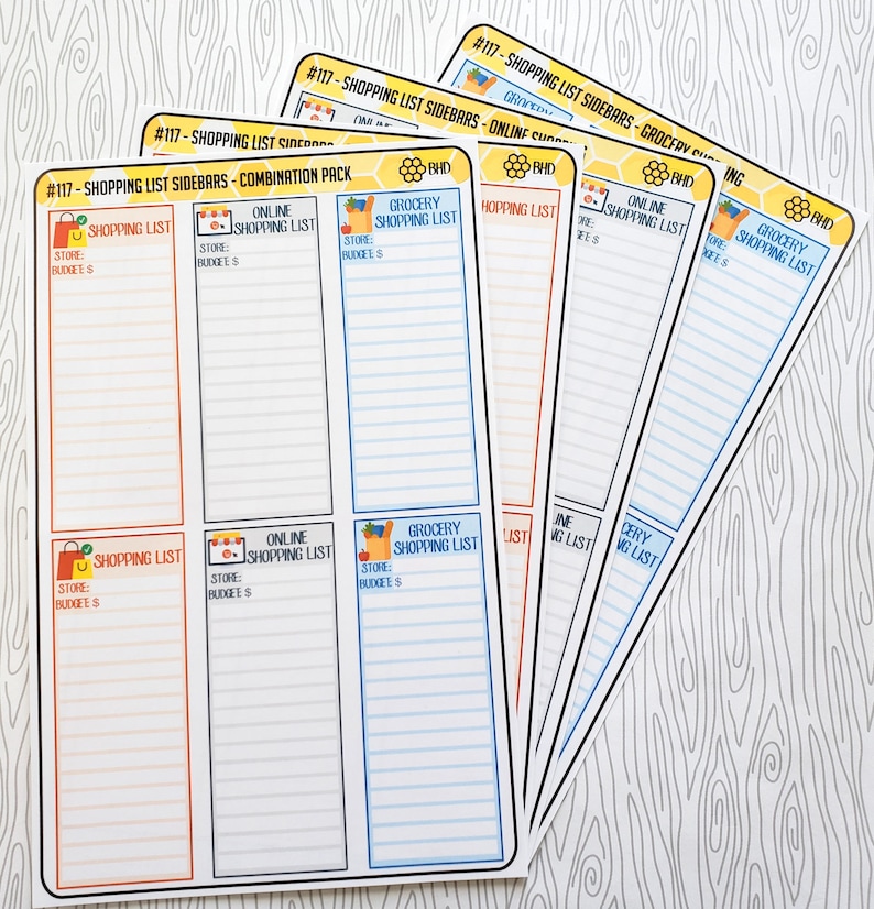 Shopping List Sidebar Stickers // Online Shopping // Grocery - Etsy