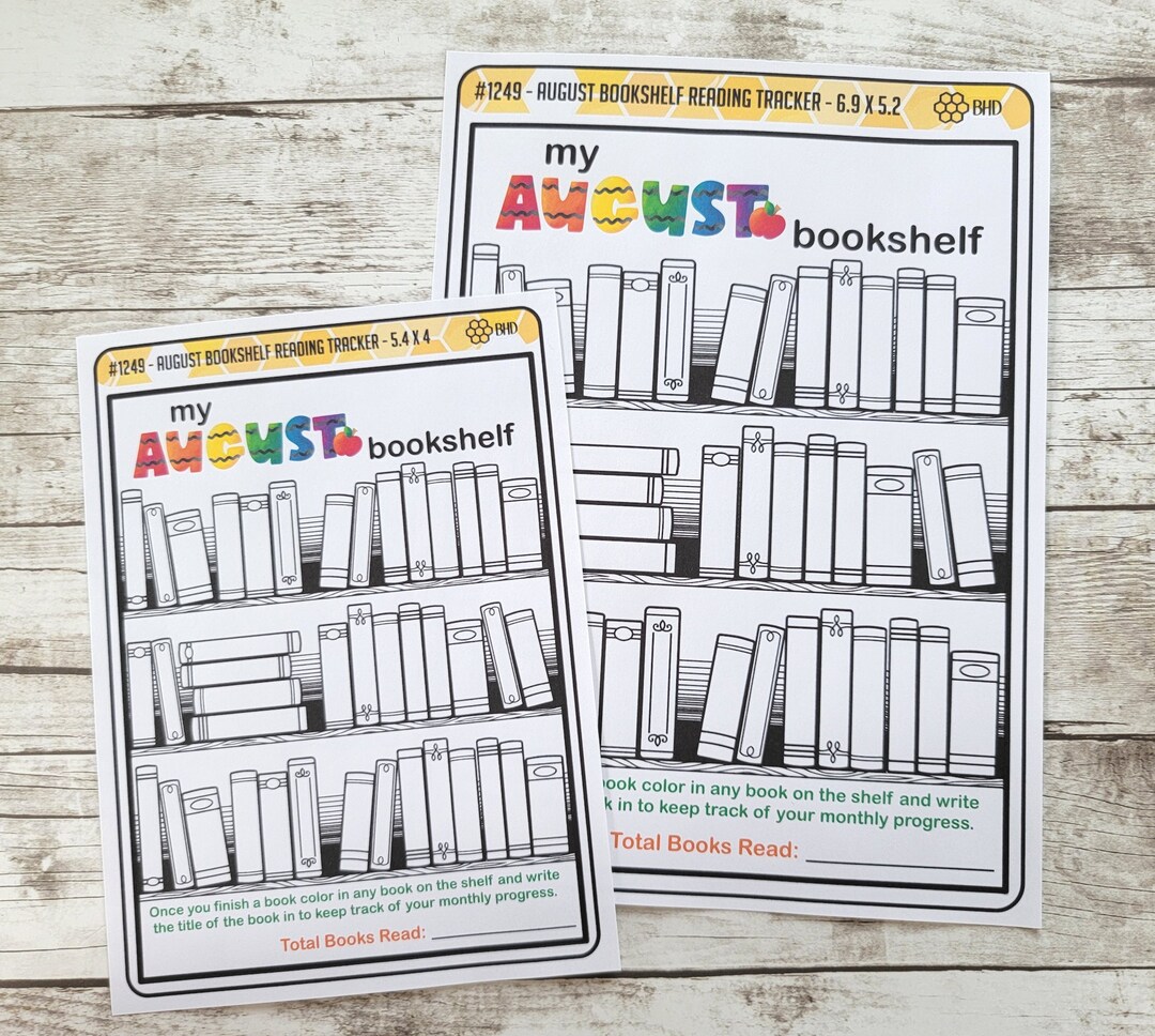 August Bookshelf Reading Tracker (1 Sheet) Item #1249 - Etsy