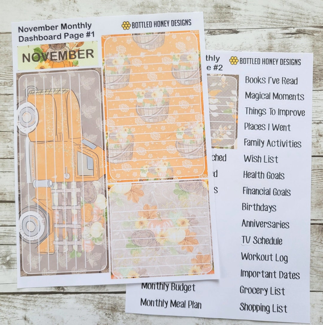 November Monthly Dashboard Pages // Bullet Journaling // Note Pages ...