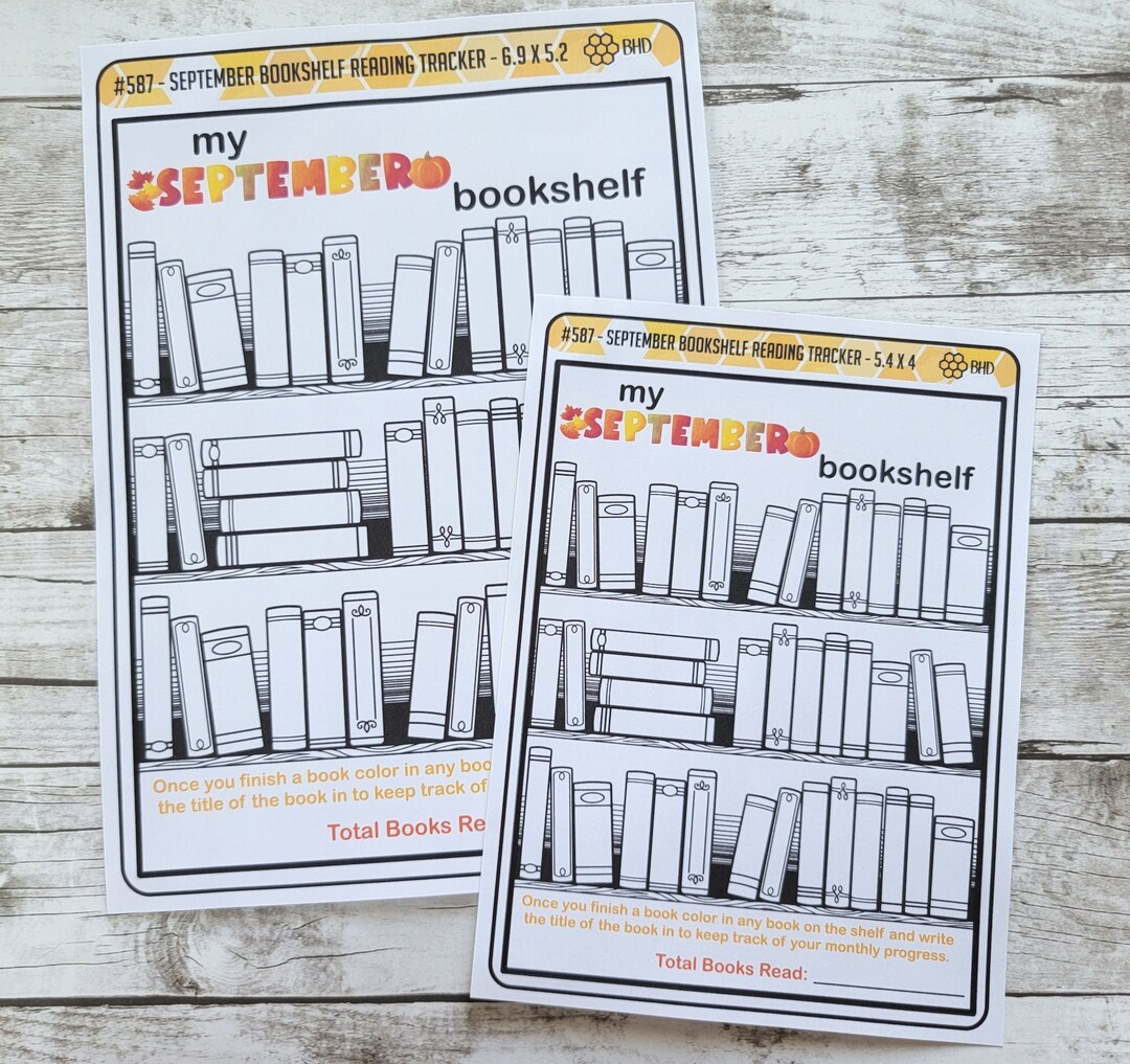 September Bookshelf Reading Tracker (1 Sheet) Item #587 - Etsy