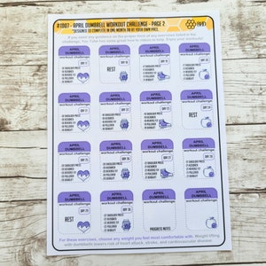 April Dumbbell Workout Challenge (set of 2 Sheets) Item #1007 - Etsy