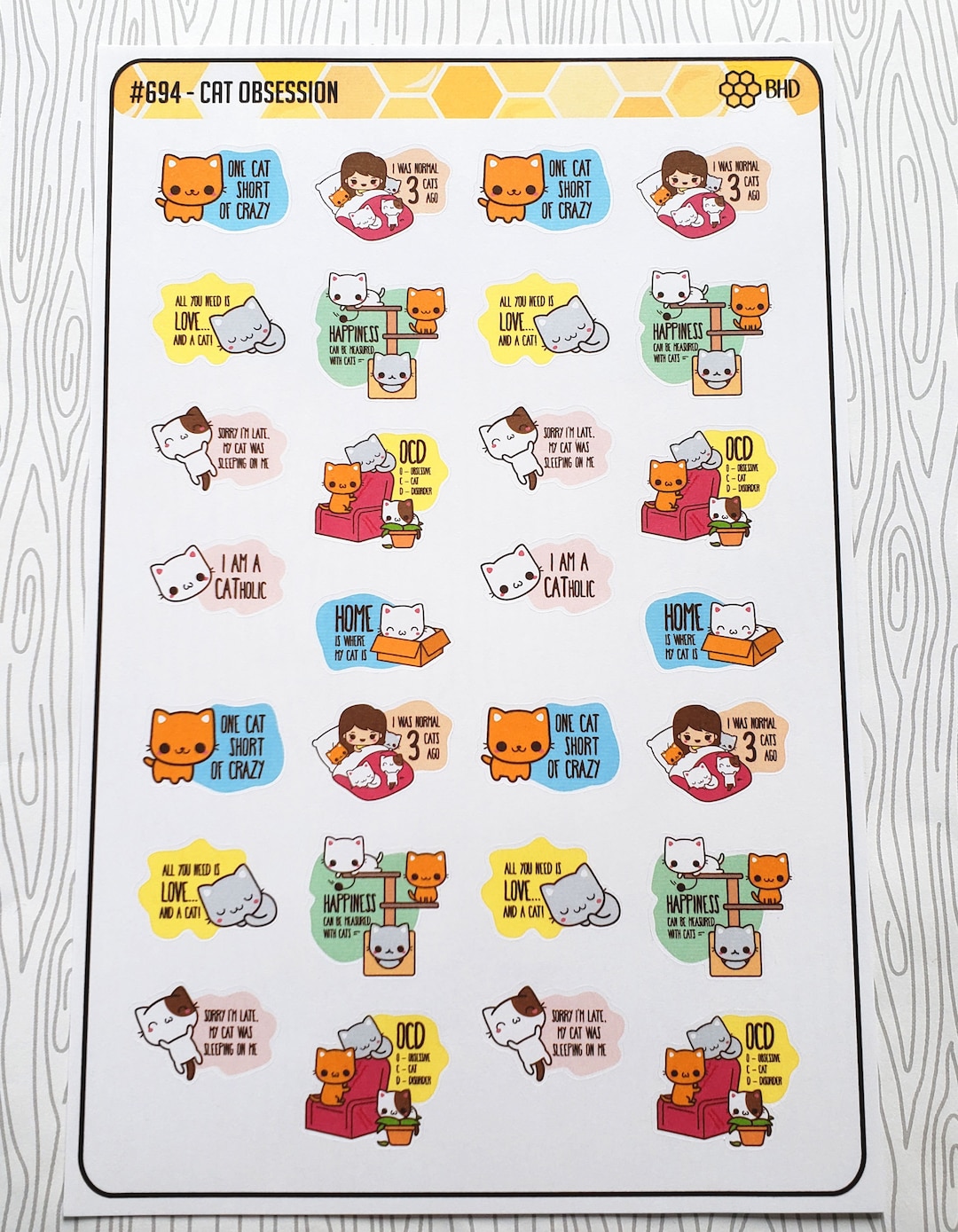 Cat Obsession Stickers (set of 28) Item #694 - Etsy