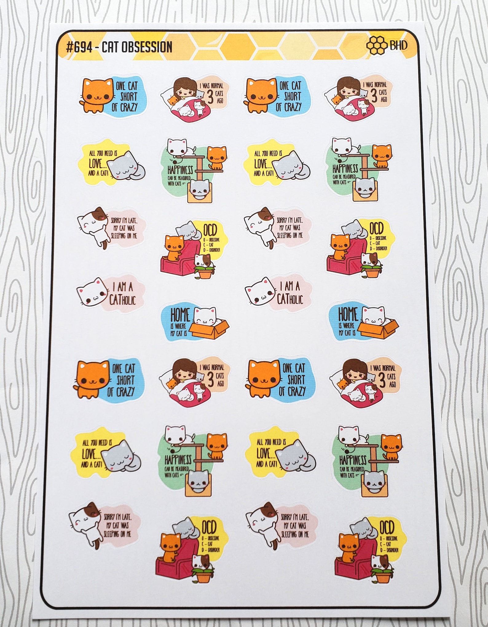 Cat Obsession Stickers (set of 28) Item #694 - Etsy