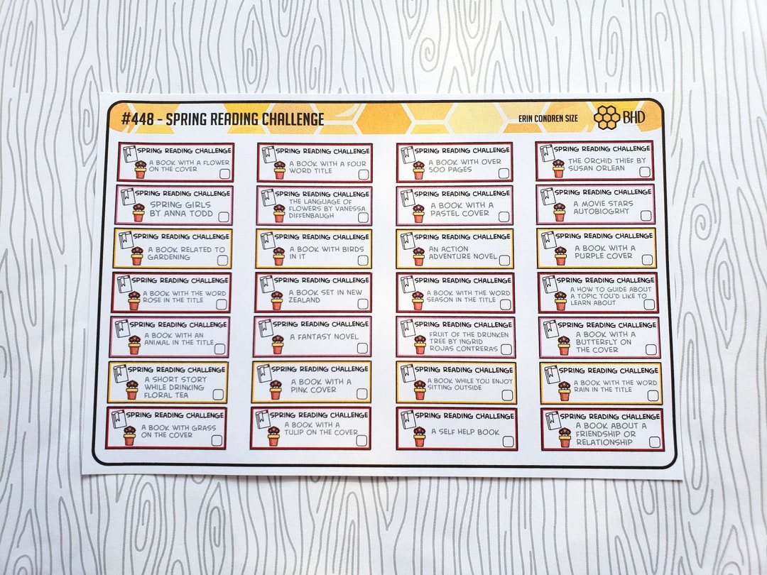 Spring Reading Challenge Stickers (set of 28) Item #448 - Etsy