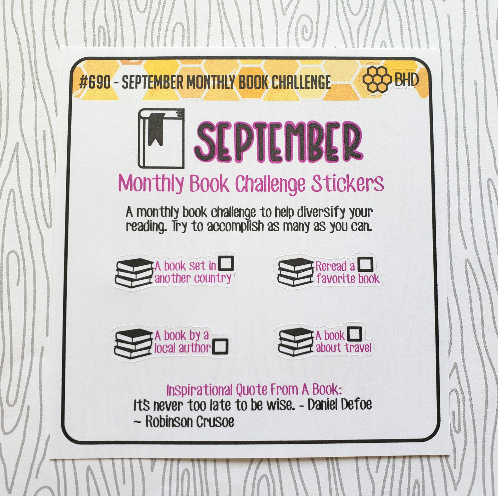 September Monthly Book Challenge Stickers set of 4 Item 690 - Etsy