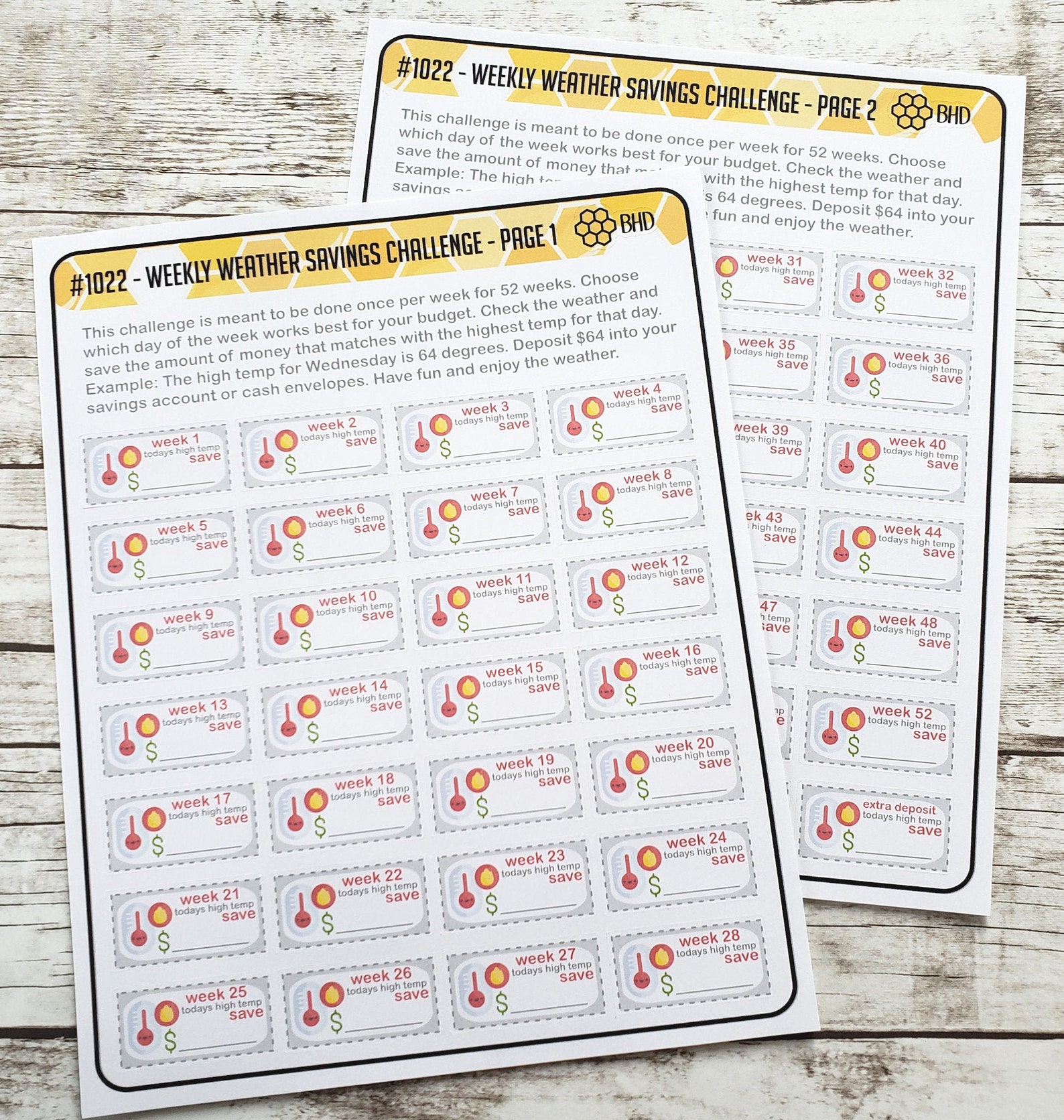 Weekly Weather Savings Challenge set of 56 Item 1022 - Etsy