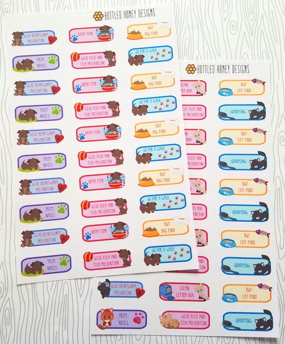 Pets // Dog Care // Cat Care Stickers Sets of 30 Item 265 | Etsy