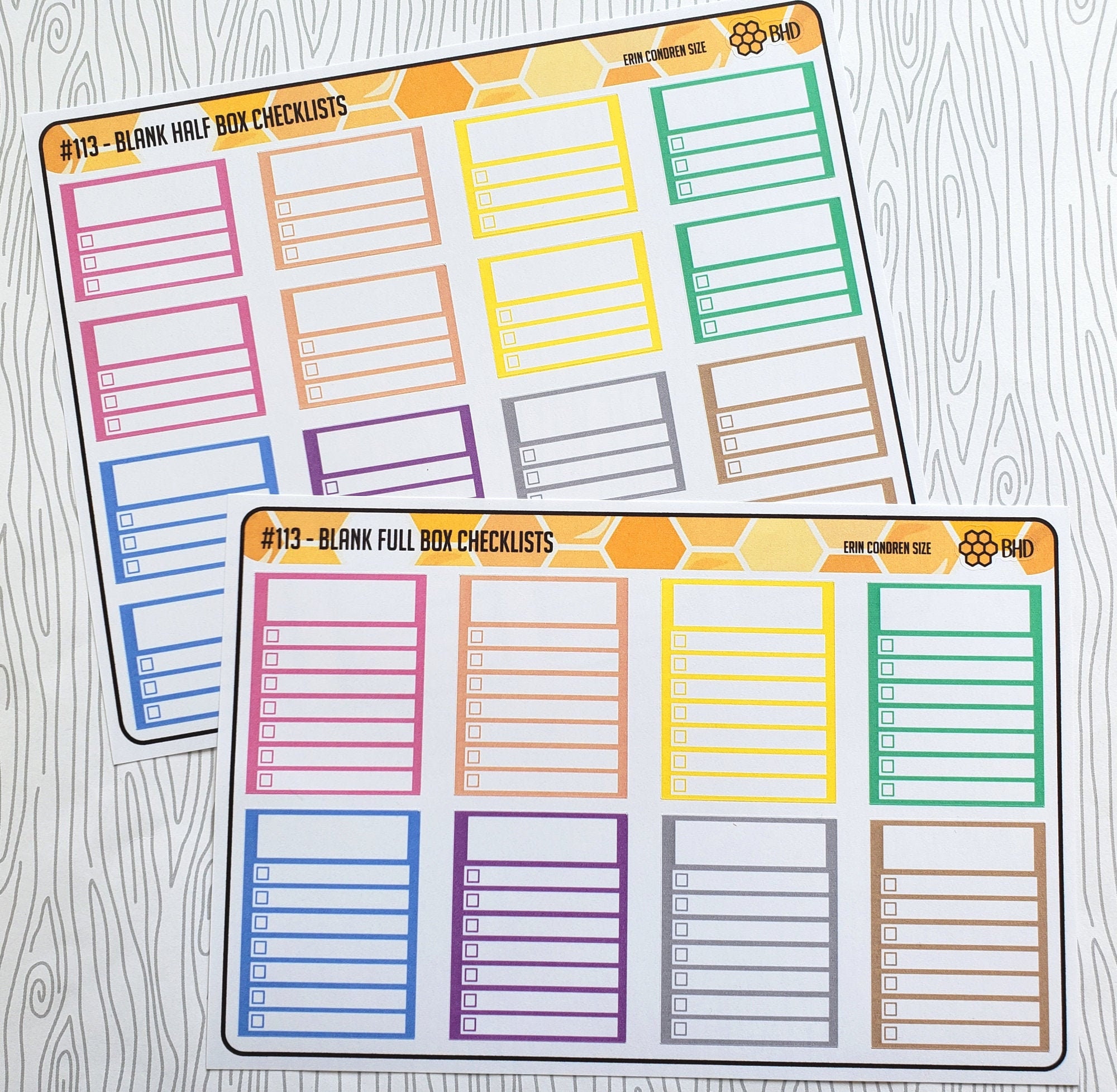 Blank Full Box // Half Box Checklists (sets of 8 or 16) Item #113 - Etsy
