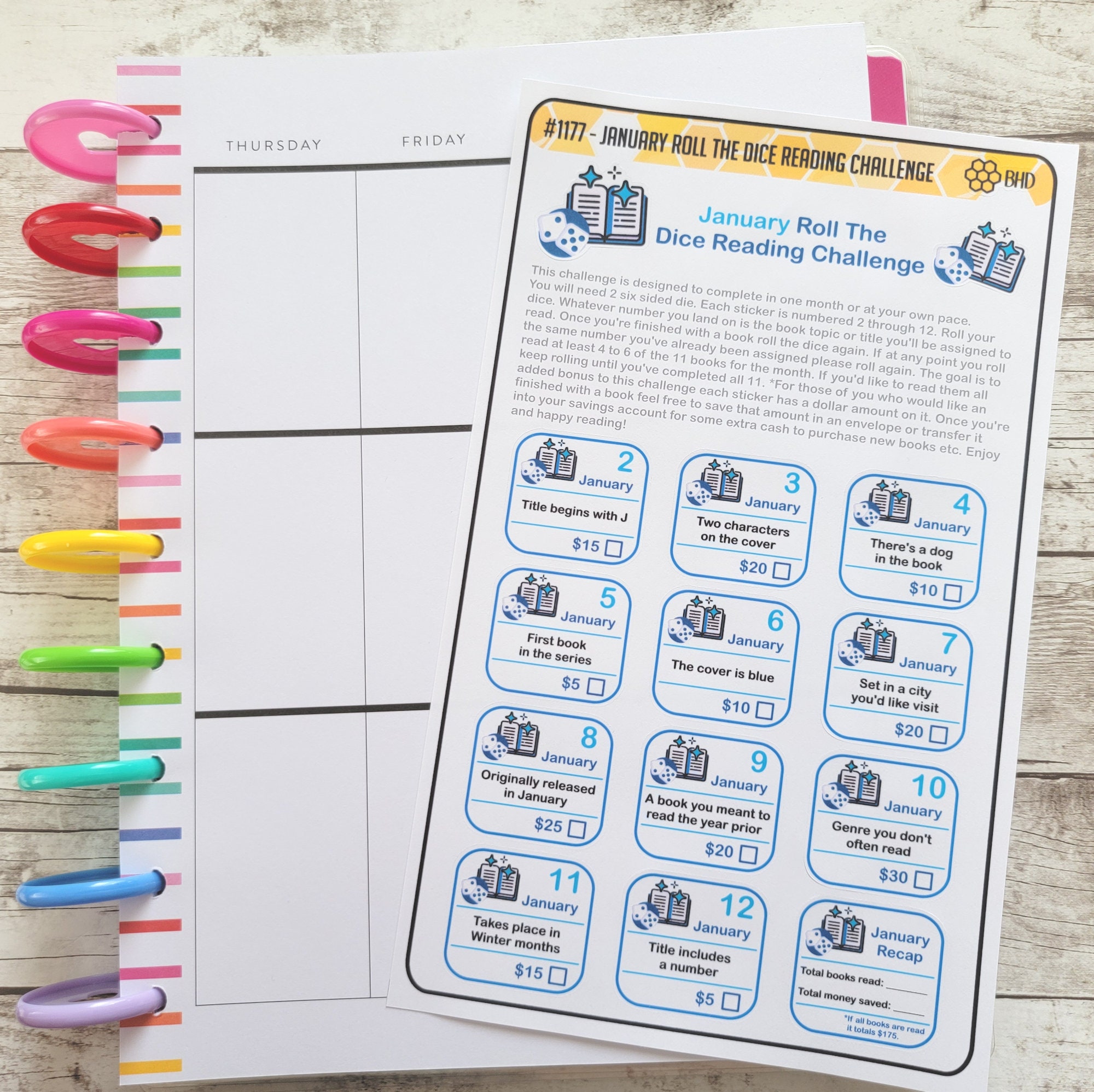 January Roll the Dice Reading Challenge set of 1 Sheet Item - Etsy